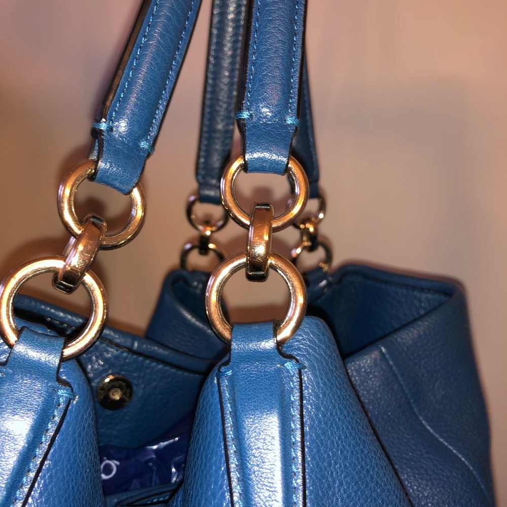 Coach Phoebe Madison Bright Blue Leather Zippered Lar… - Gem